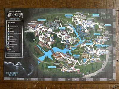 2014 Busch Gardens Williamsburg Howl-O-Scream Theme Park Map / Poster ...