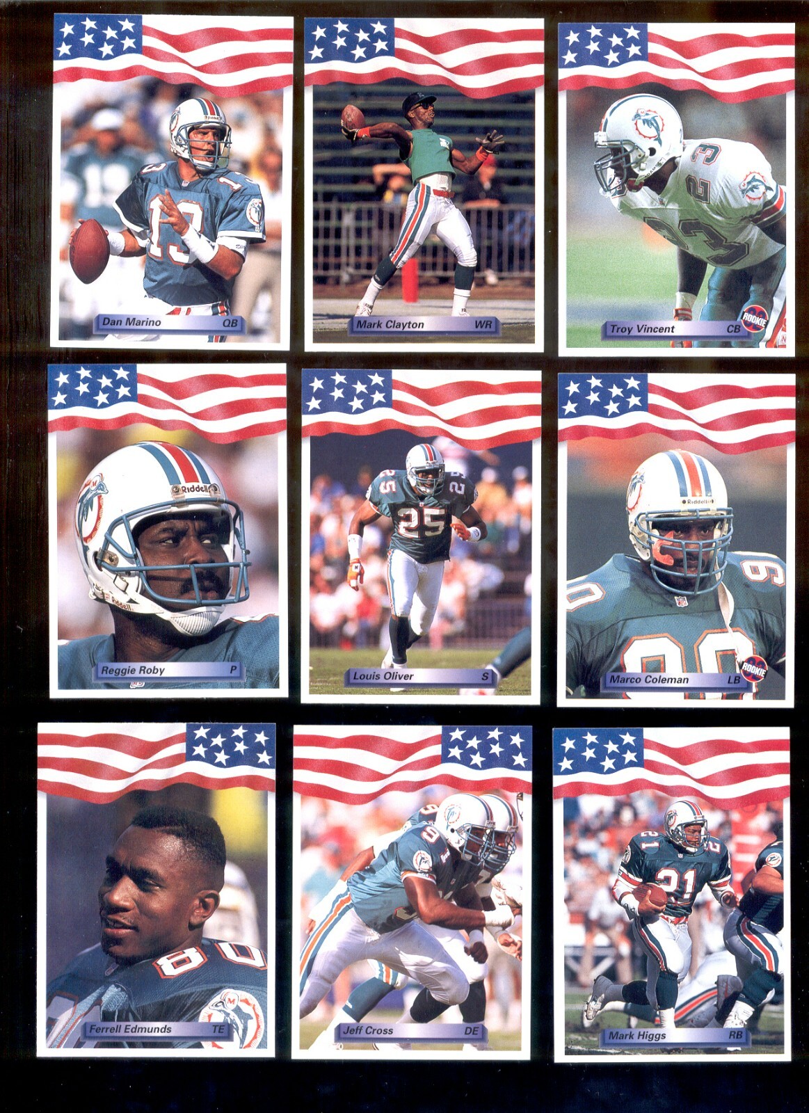 1992 All World Miami Dolphins Set DAN MARINO MARK CLAYTON REGGIE ROBY ...
