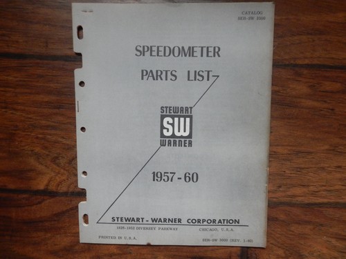 1957-1960 Stewart Warner Speedometer Parts List Catalog SER-SW 3000 | eBay