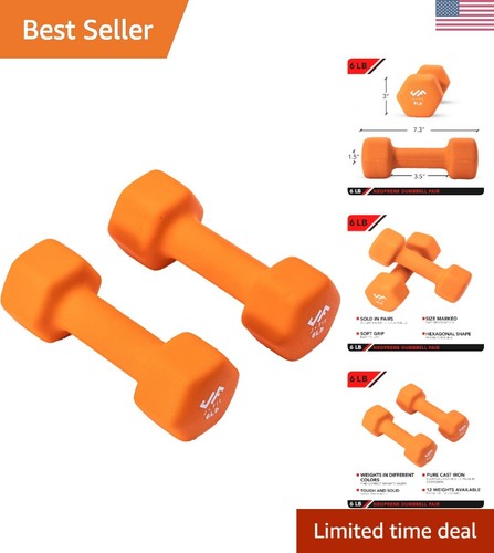 Functional 6 lb Dumbbell Pair - Versatile Neoprene Weights for All ...