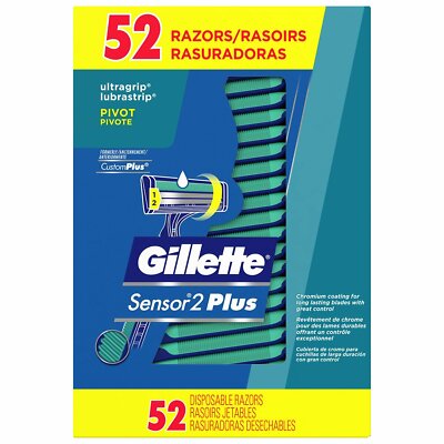 Gillette Sensor 2 Plus 52 Disposable Razors / Rasoirs Twin Blades NEW ...