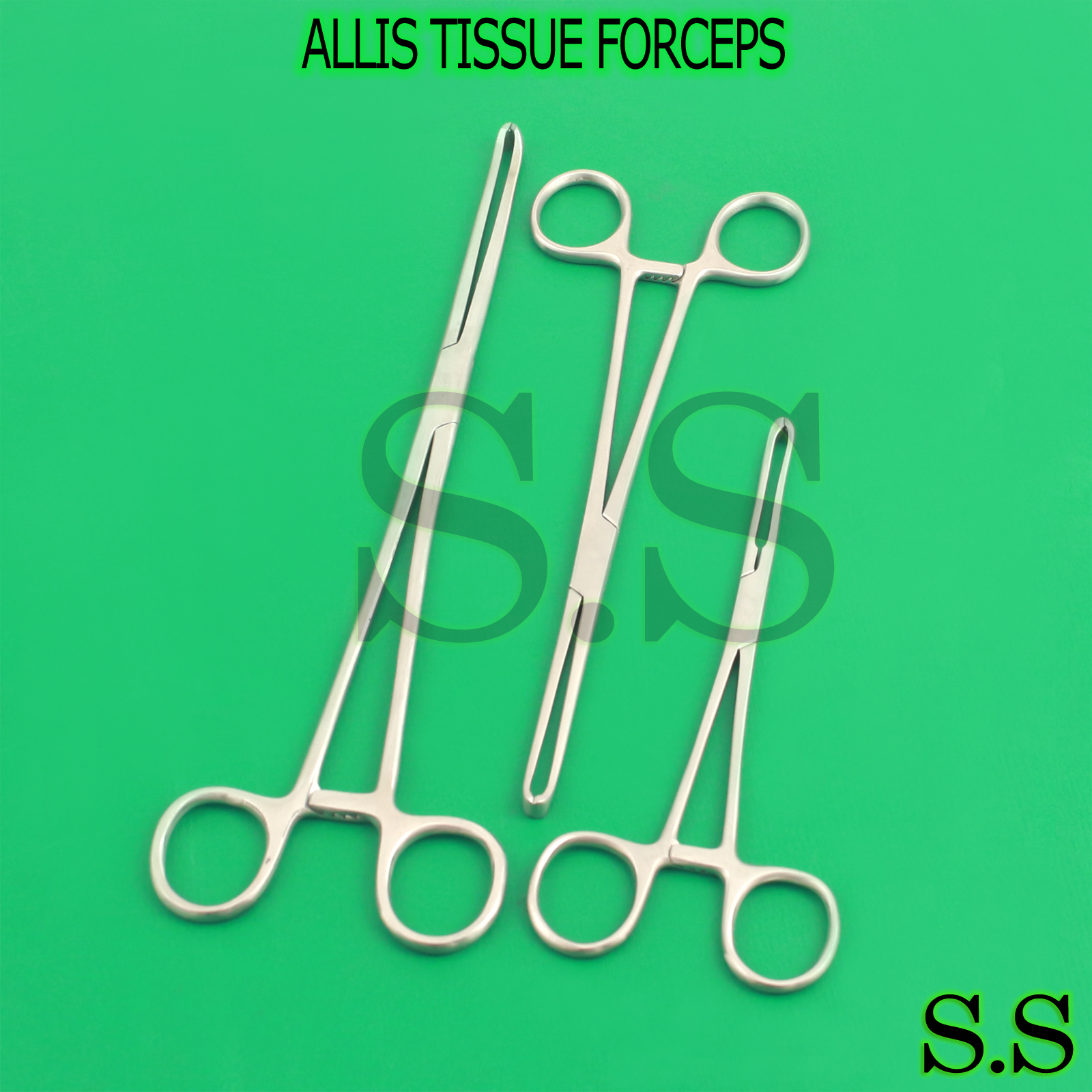 SET OF 3 PREMIUM GRADE ALLIS TISSUE FORCEPS CLAMPS 5X6 TEETH 6" + 7 ...