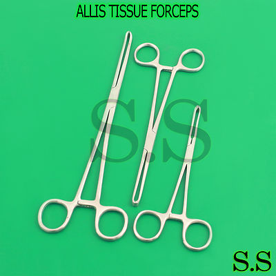 SET OF 3 PREMIUM GRADE ALLIS TISSUE FORCEPS CLAMPS 5X6 TEETH 6" + 7 ...