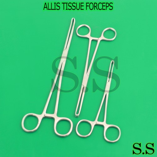 SET OF 3 PREMIUM GRADE ALLIS TISSUE FORCEPS CLAMPS 5X6 TEETH 6" + 7 ...