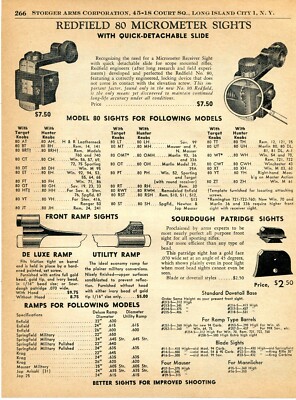 1956 Print Ad of Redfield 80 Micrometer Rifle Receiver Sights & Ramps ...