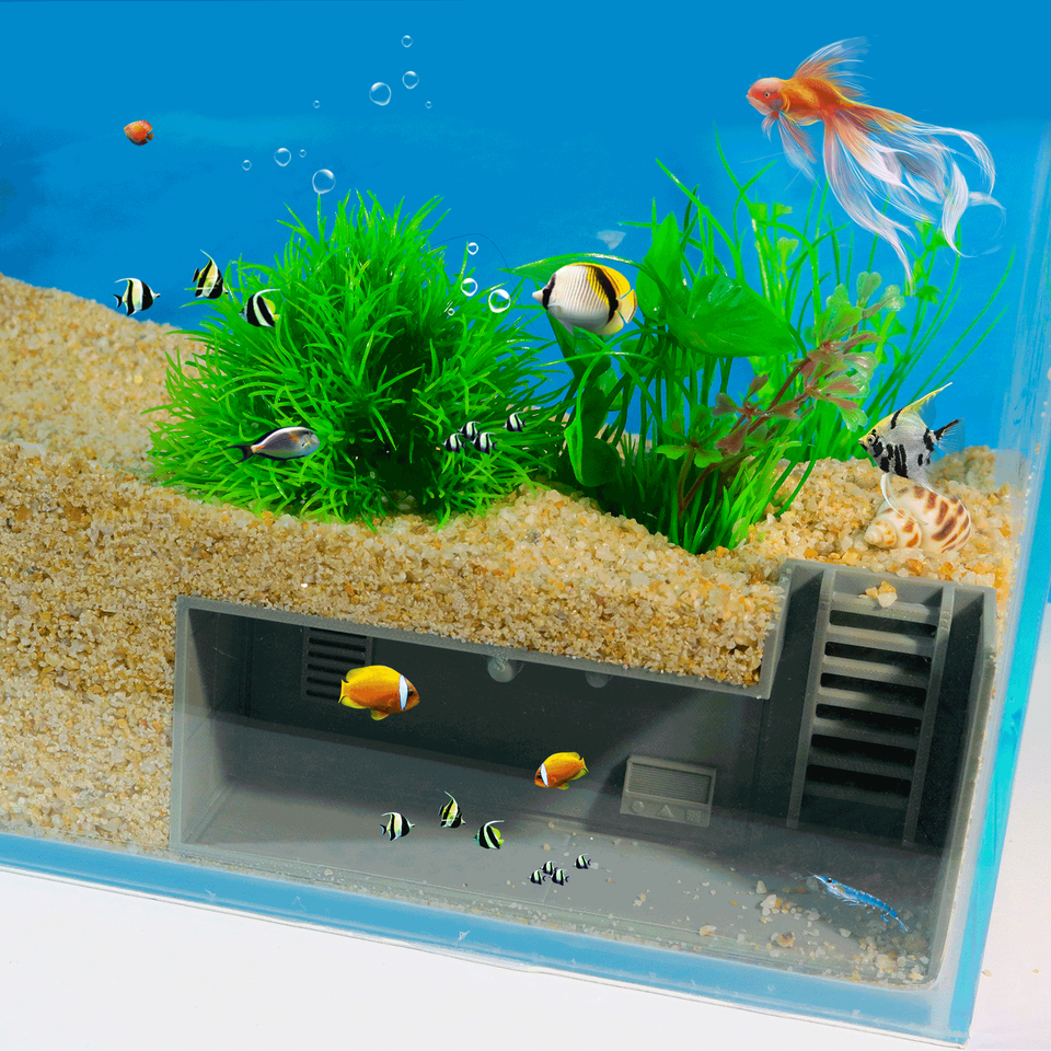 Underground Grey House Stair Fish Tunnel Cave Aquarium Fish Tank ...