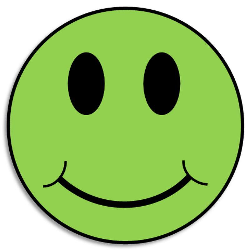 Green Smiley Face - 3 Pack Circle Stickers 3 Inch - Smile Happy ...