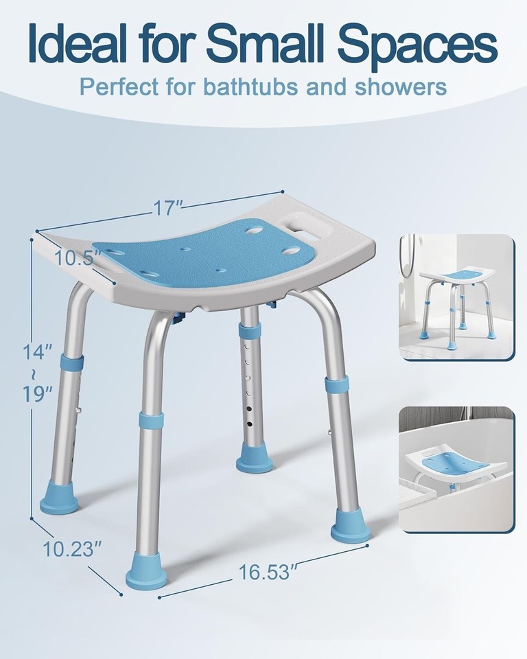 Shower Chair Aluminum 400lbs Adjustable Bath Stool with Suction Feet ...