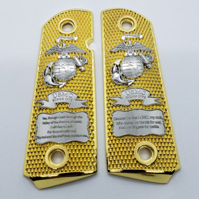 Custom 1911 FULL SIZE METAL GRIPS W AMBI CUT Gold Silver Plated Grips ...