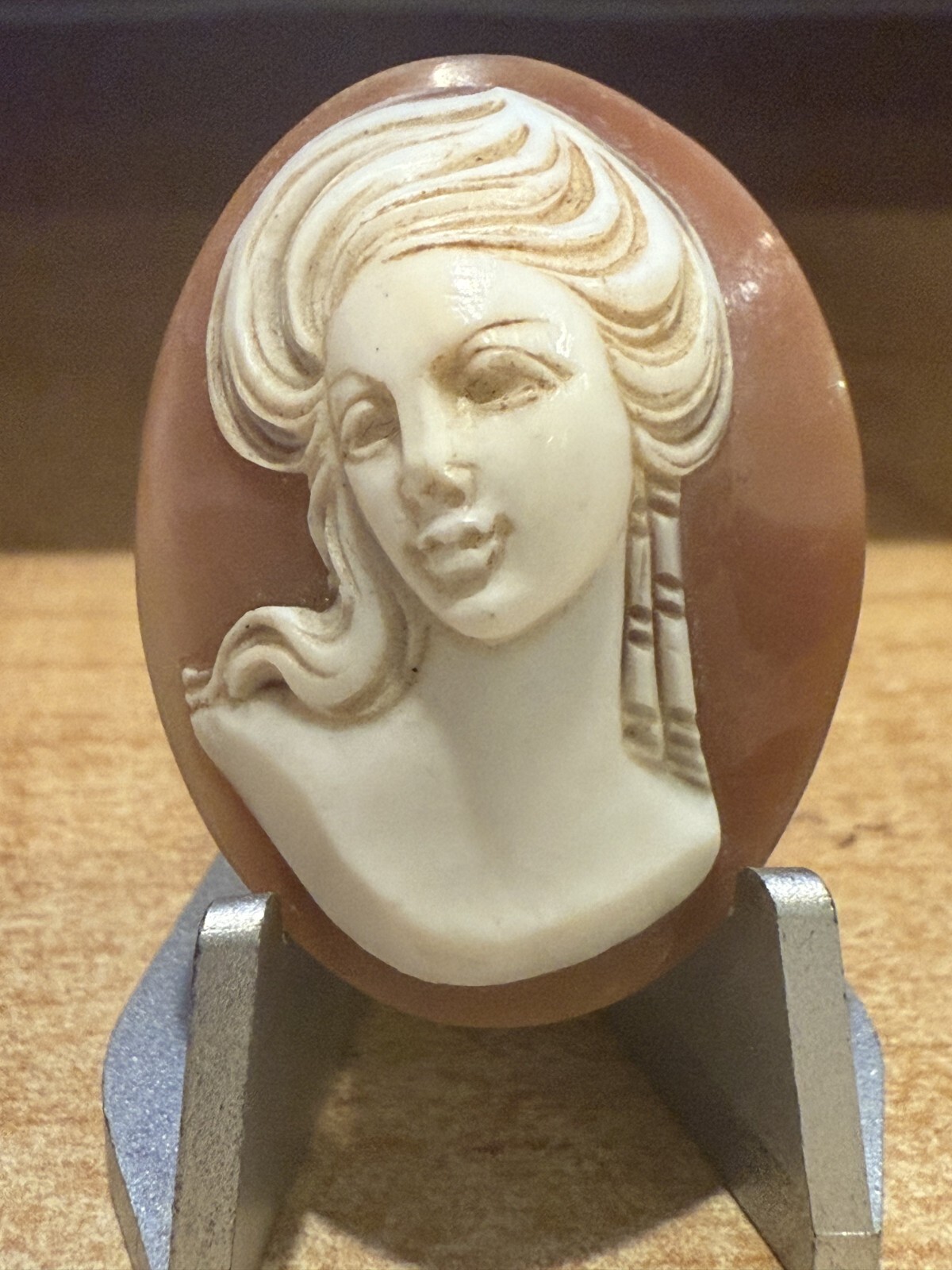 Antique Hand Carved Shell Cameo Full Face High Relief… - Gem