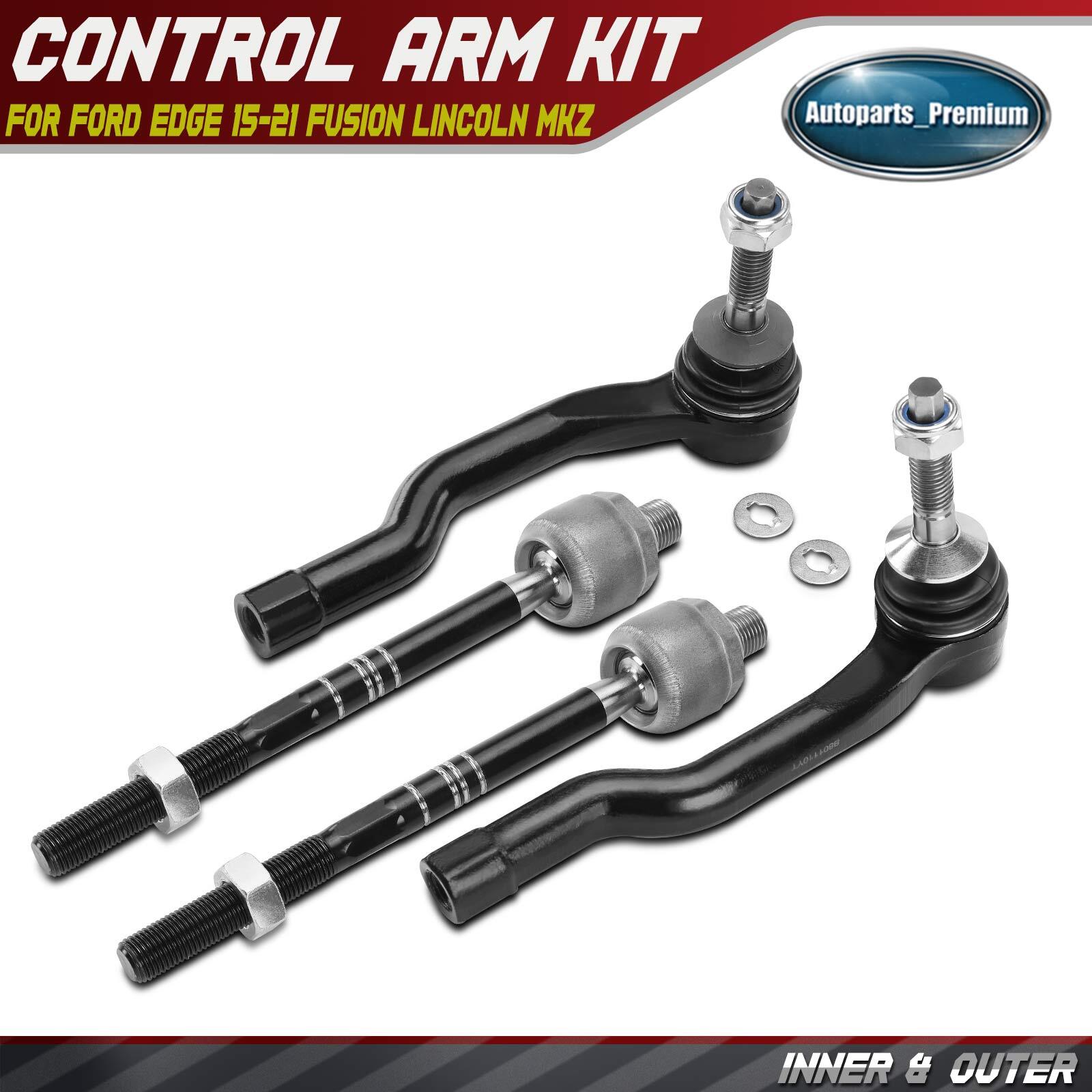 4Pcs Inner & Outer Tie Rod End for Ford Edge 15-21 Fusion Lincoln MKZ ...