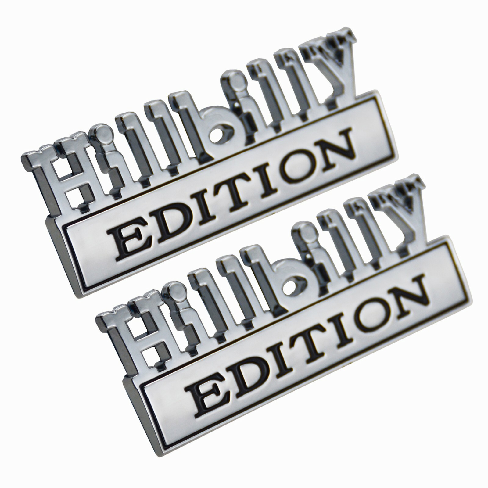 2pcs Chrome Black HILLBILLY EDITION Emblem Nameplate Truck Badge | eBay