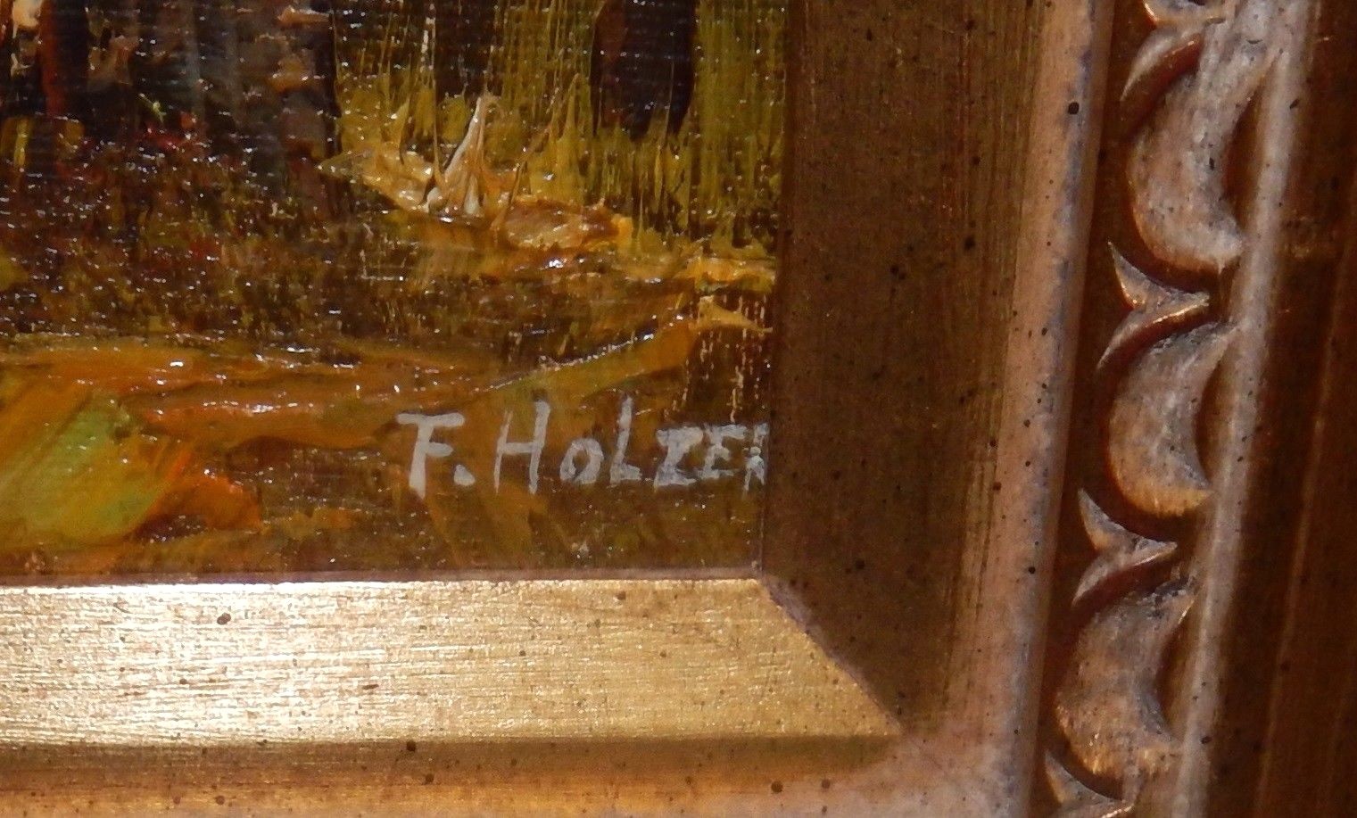 F. HOLZER ORIGINAL OIL ON CANVAS SNOW MOUNTAIN LANDSCAPE PAINTING | eBay