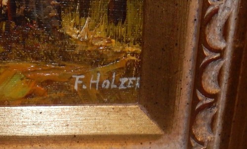 F. HOLZER ORIGINAL OIL ON CANVAS SNOW MOUNTAIN LANDSCAPE PAINTING | eBay