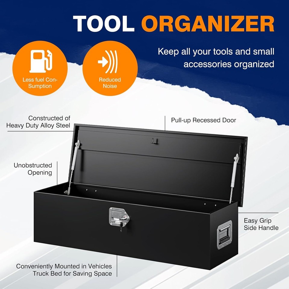 30/39-Inch Steel Tool Box Heavy Duty with Lock Storage for Truck Bed ...