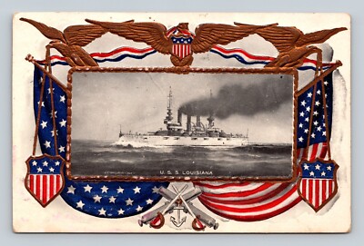 USS Louisiana BB-19 Great White Fleet Flagship Flags Embossed Patriotic ...