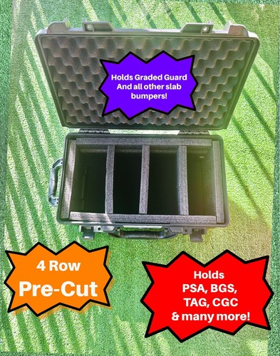 4 Row Rolling Graded Raw Card Storage Box Pre-Cut Case Wheeled ...
