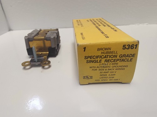 HBL5361 Hubbell Single Receptacle Brown 20 Amp 125V 2 Pole (New) | eBay