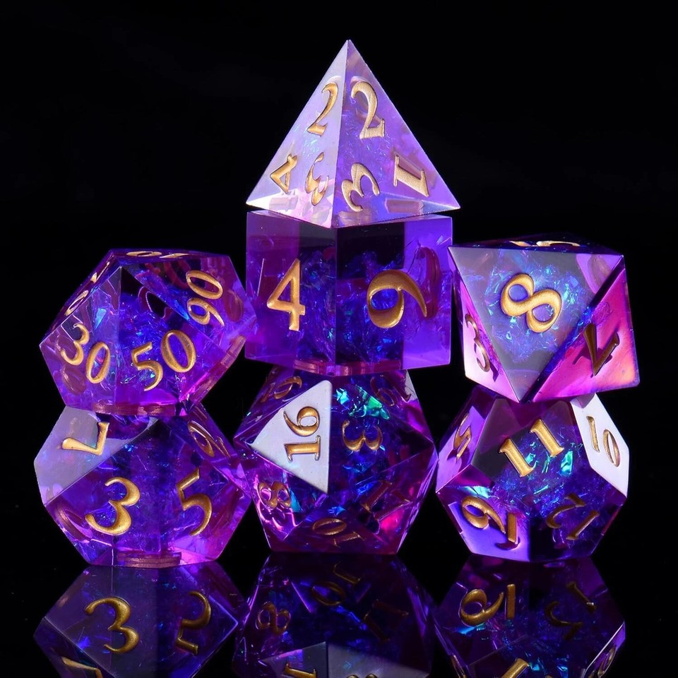 7 PCS Polyhedral DND Dice Resin Sharp Edge Die D&D Dice Set for ...