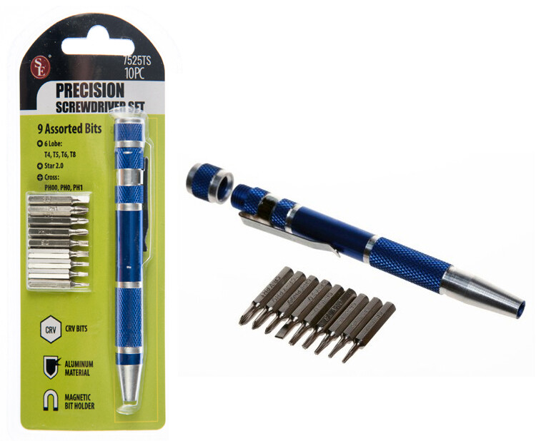 New 10pc Precision Screwdriver Bit Set - Torx, Star, Phillips # 7525TS ...