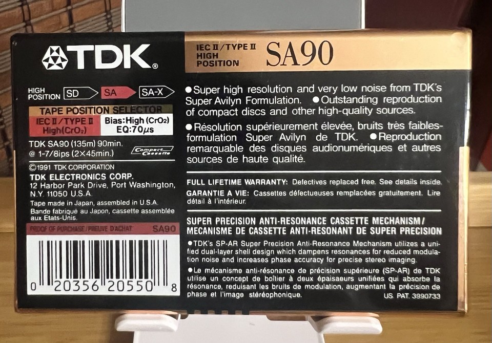 TDK SA90 High Bias Type II Cassette Tape New Factory Sealed -Vintage ...