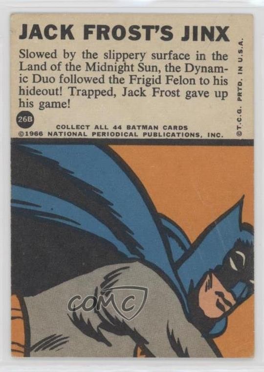 1966 B Series (Blue Bat Logo) Puzzle Back Batman Robin Jack Frost's ...