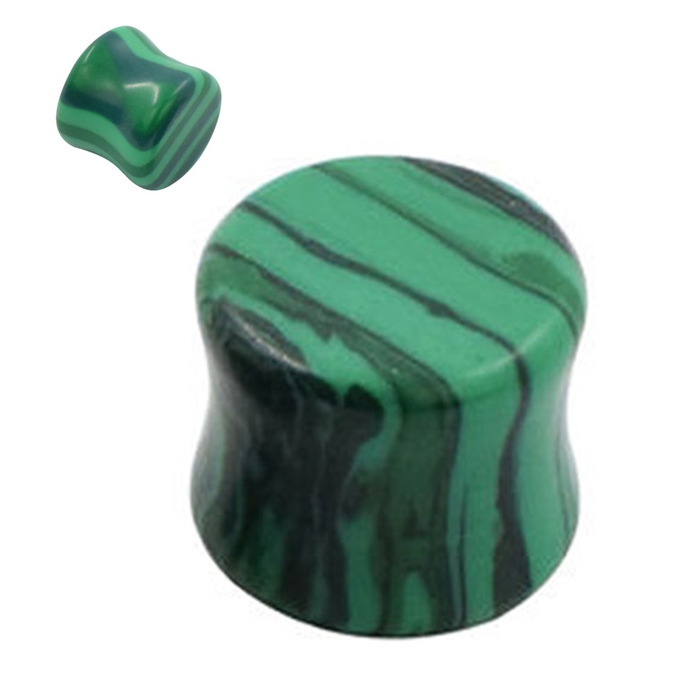 PAIR Organic Natural Stone Ear Gauges Ear Plugs Double Flared Piercing ...