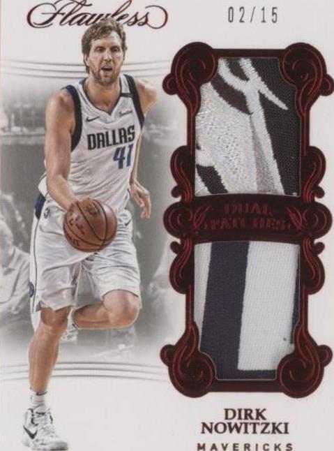 2017-18 Panini Flawless - Dual Patches Dirk Nowitzki #DP-DNK Ruby /15 ...