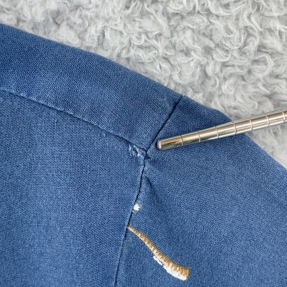 RJC Men Shirt L Blue Hawaiian Button-Up Short Sleeve Vintage Made in ...