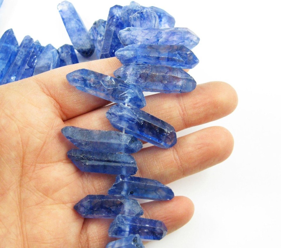 Natural Raw Titanium Crystal,Royal Blue,Spike Pendant Stone Strand ...
