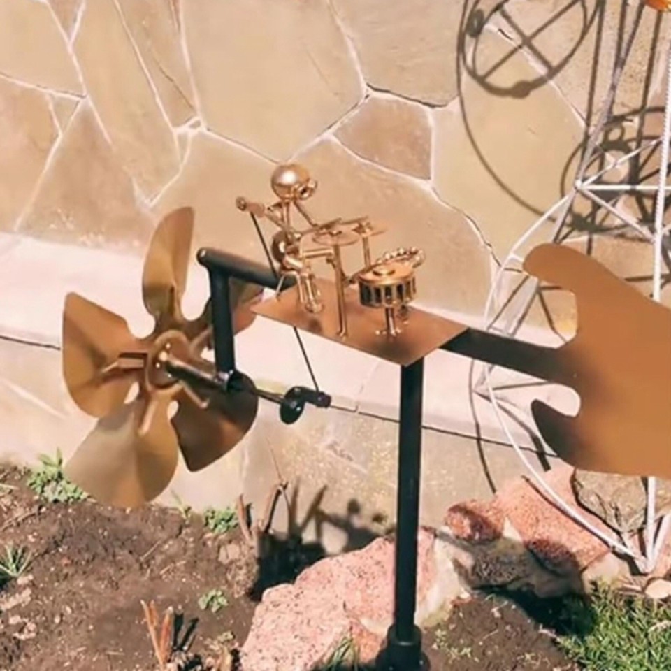 Drummer Windmill Garden Decoration,Stainless Steel Music Windmill ...