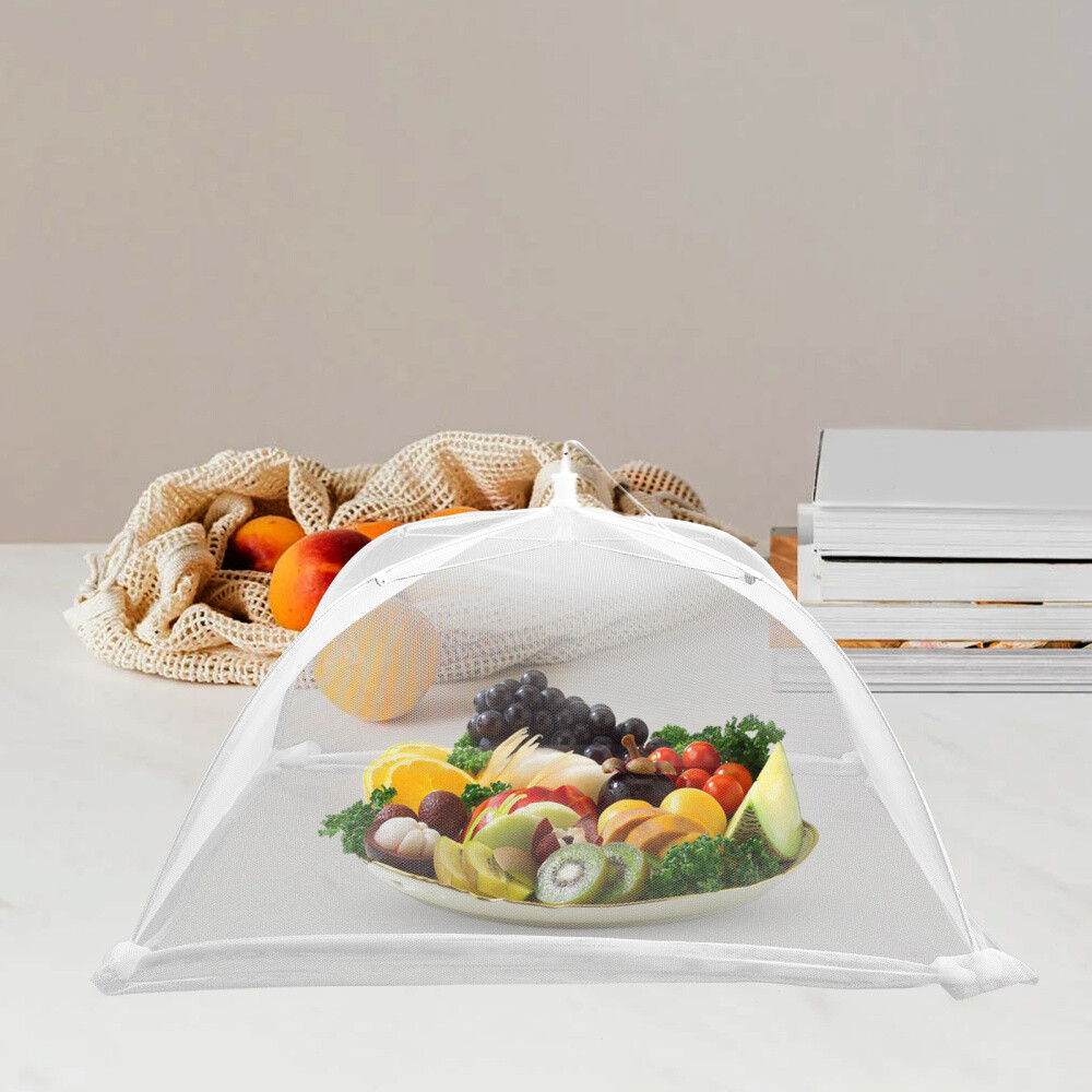 2 Pcs White Mesh Rectangular Vegetable Cover Breathable Cake Kitchen ...