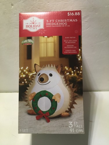 Holiday Time Christmas Hedgehog With Wreath Airblown Inflatable 3 Ft ...