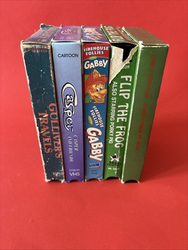 Lot 5 Vtg VHS Tape Casper Cartoon Gulliver’s Travels Old Gabby Flip The ...