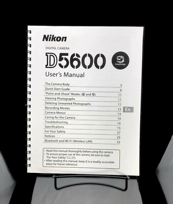 Nikon D5600 5600 Instruction Owners Manual D5600 Book Coil Bound | eBay
