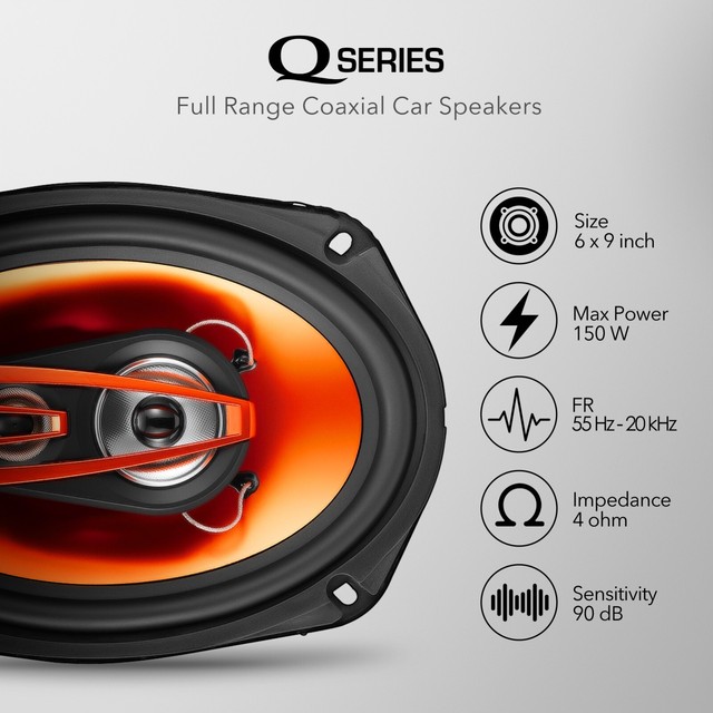 6X9'' 3 WAY COAXIAL CAR SPEAKERS SYSTEM W/ GRILL 300 W 4 OHM CADENCE Q693 PAIR for sale online ...