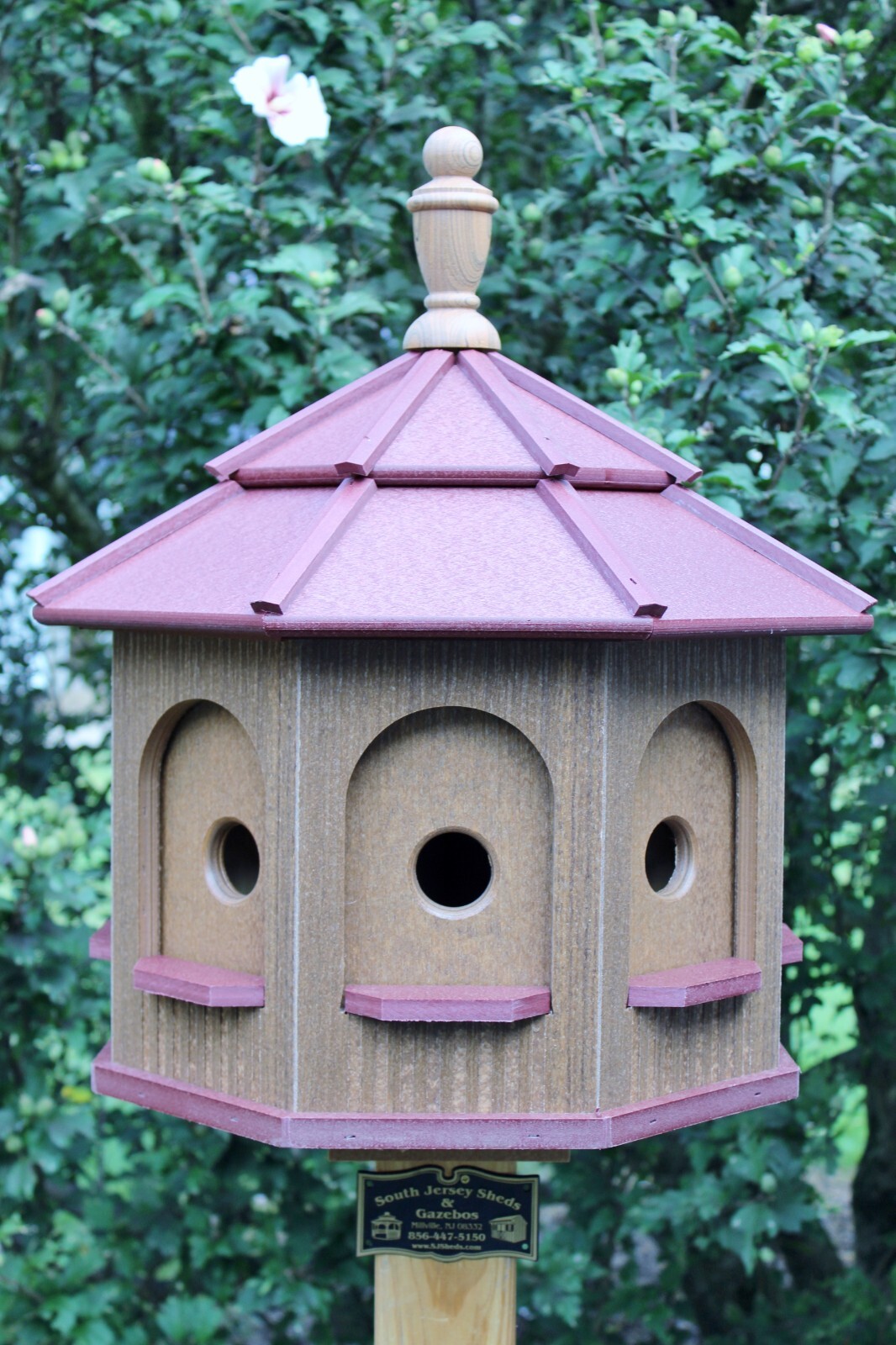 Amish homemade Poly Gazebo Birdhouse yard Antique Mahogany and Red Lg ...