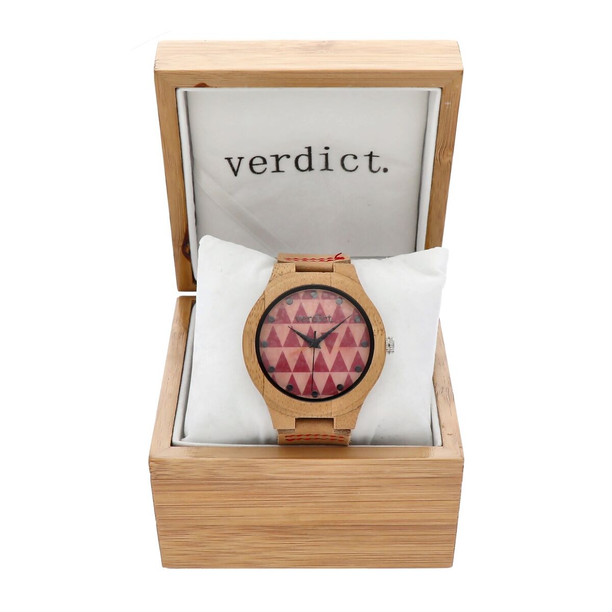 Verdict Jigsaw Bamboo Wood Case 45mm Brown Leather Quartz Verdict Jigsaw Bamboo Wood Case 45mm Brown Leather Quartz