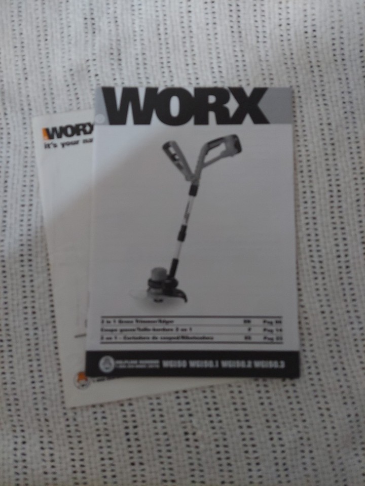 Worx 2 In 1 Grass Trimmer Manual Only WG150, WG150.1, WG150.2, WG160.3 ...