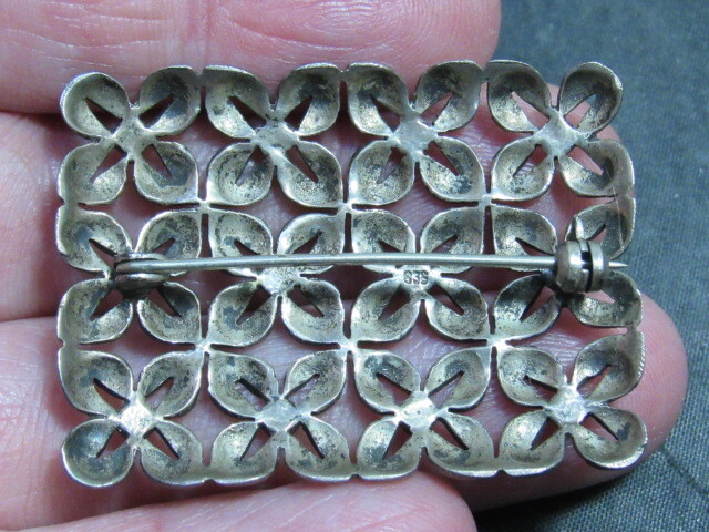 Beautiful Vtg Modernist 835 Silver Pin Brooch - Gem
