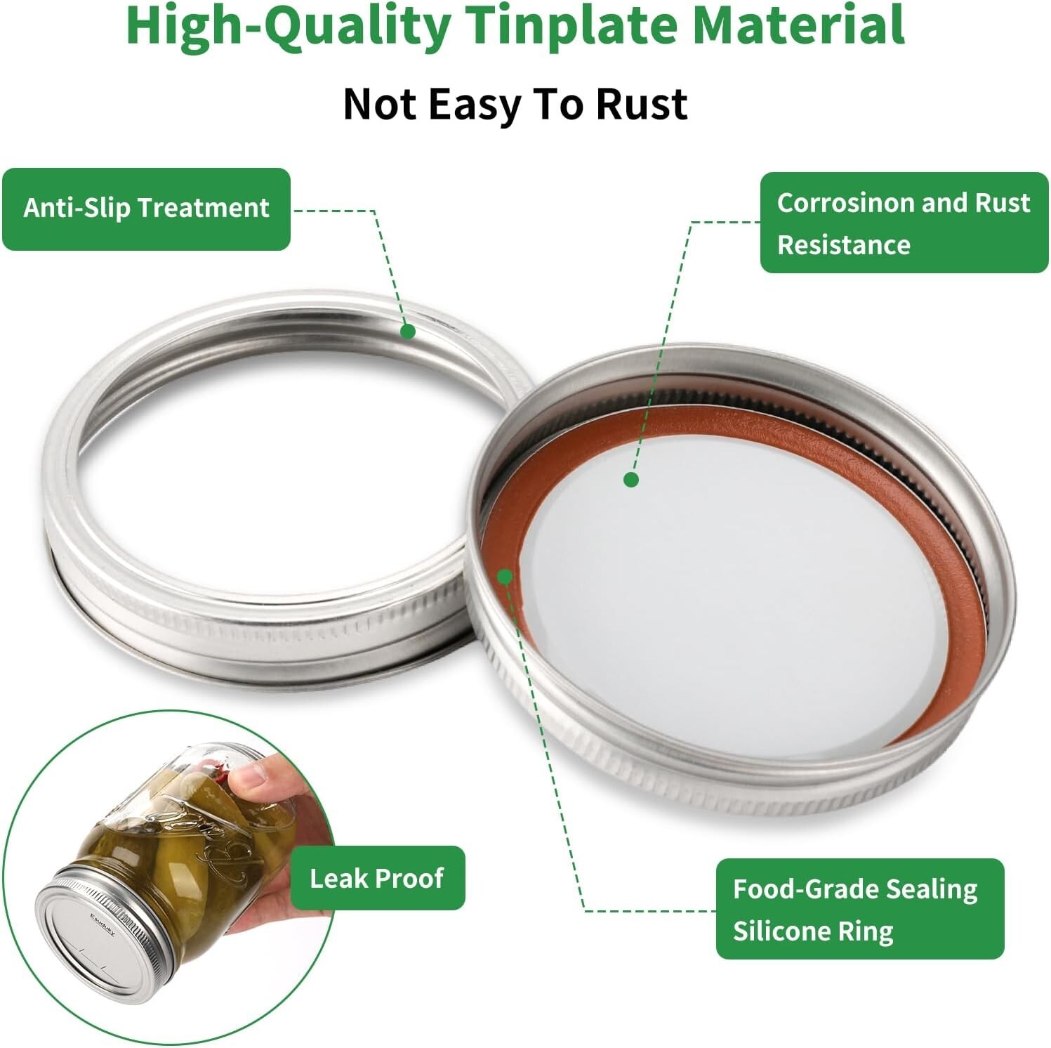 Canning Lids and Rings 52 Count Regular Mouth Mason Jar Band For Ball ...