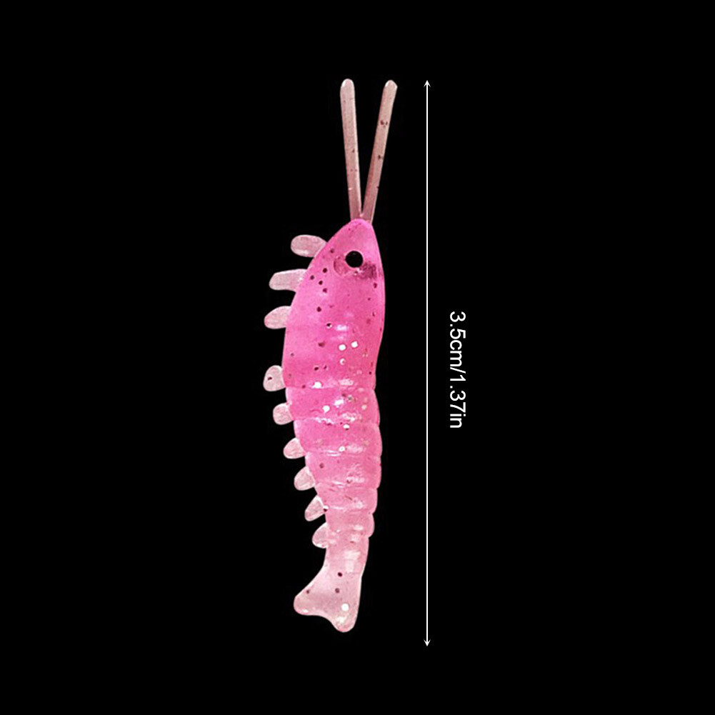 50Pcs Salt Water Fishing Lure 3.5cm Luminous Soft Lure Shrimps (Pink ...