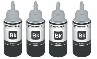 4 x Black Universal Ink Bottles Non-OEM Alternative For Epson Printers ...