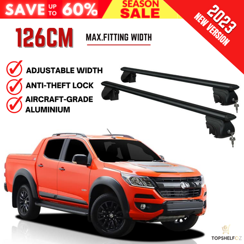 Roof Racks (Black) | for Holden Colorado 4dr Ute 2006-2015 on Car Top ...