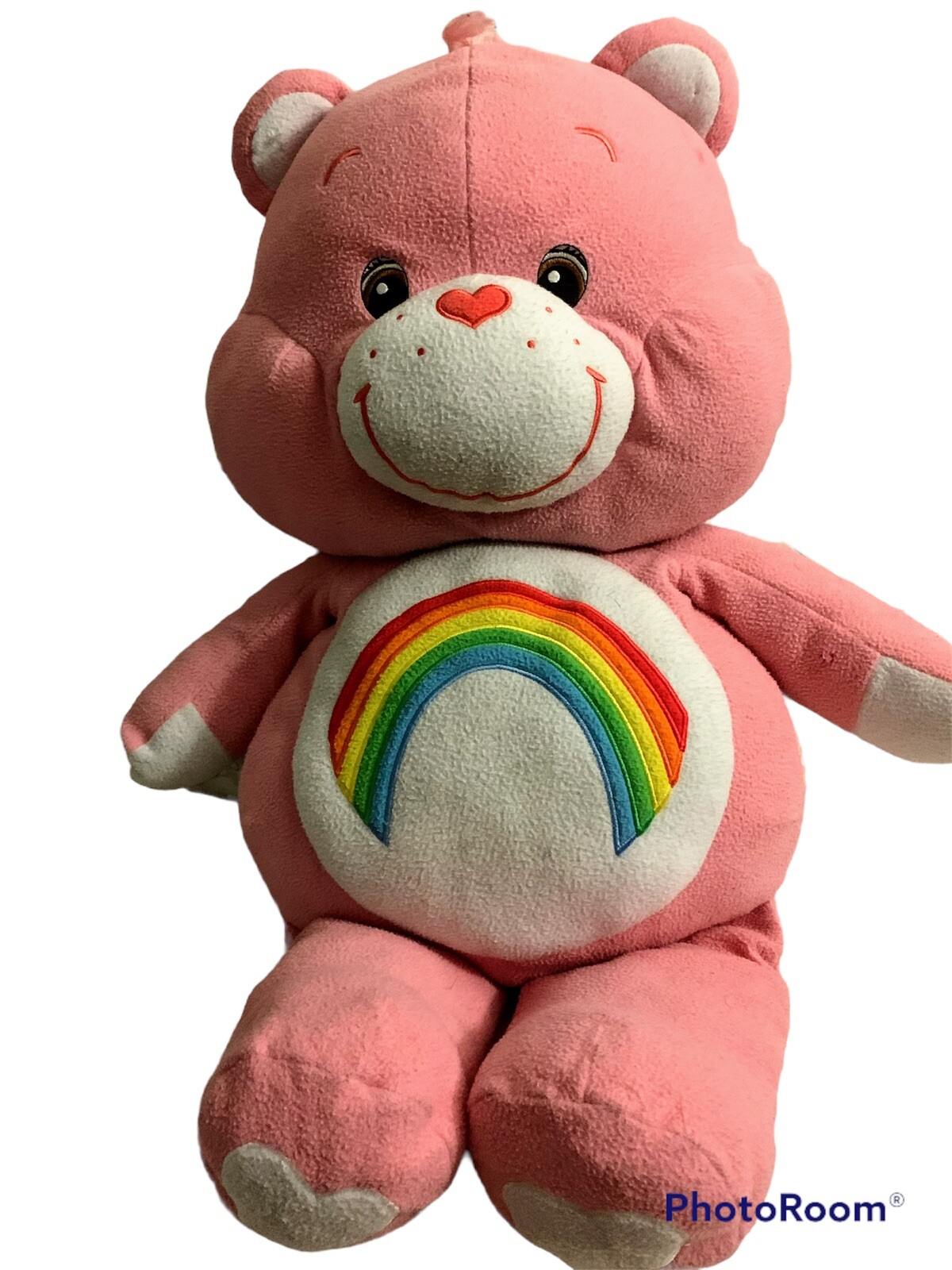 Pink Care Bears Cheer Bear Plush Rainbow 2002 Jumbo With Tags 27 Inch ...