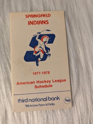 SPRINGFIELD INDIANS 1977-1978 American Hockey League POCKET Schedule ...