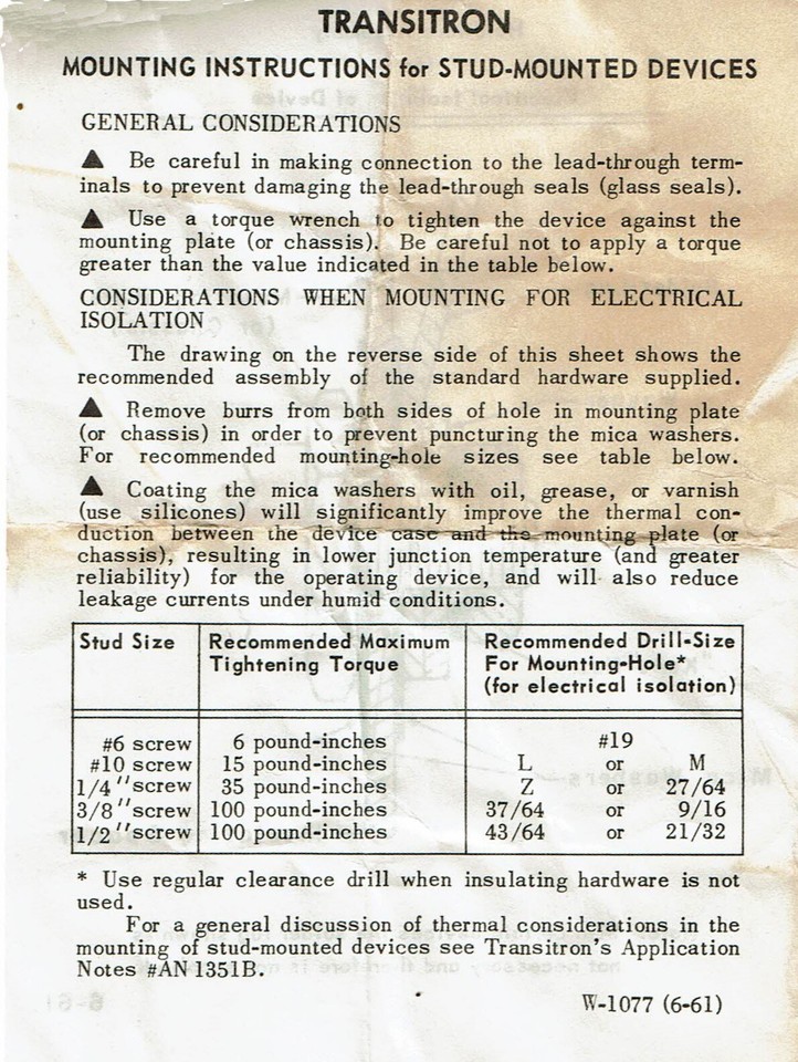 Vintge Transitron SM72 Silicon Diode Rectifier Stud Mounted - NOS | eBay
