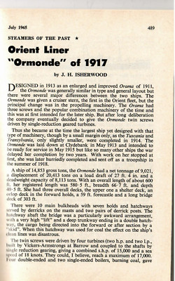 ORMONDE (1917)- SEA BREEZES magazine REVIEW of this ship! July 1965 | eBay