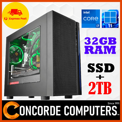 Intel Core i7 Gaming PC 32GB RAM Computer SSD+2TB Home & Office Desktop ...