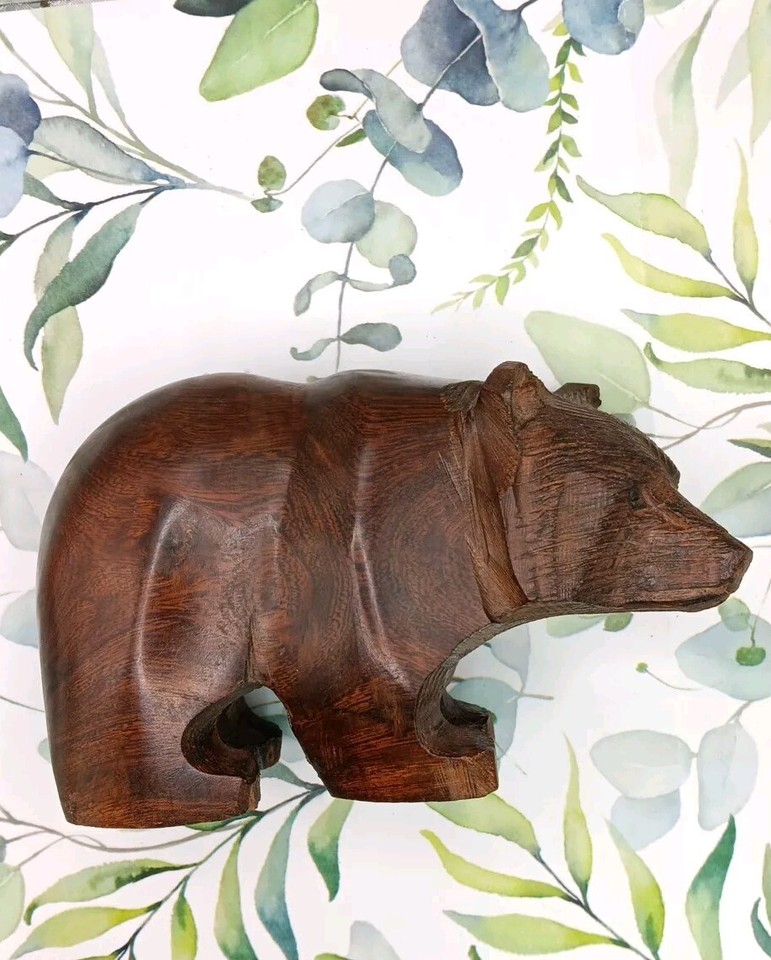 Hand Carved Wooden Bear | eBay